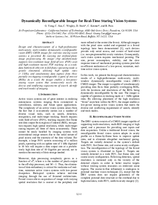 Pdf Dynamically Reconfigurable Imager For Real Time Staring Vision
