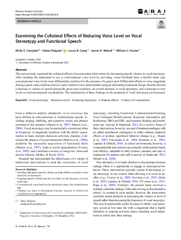 (PDF) Examining the Collateral Effects of Reducing Voice Level on Vocal ...