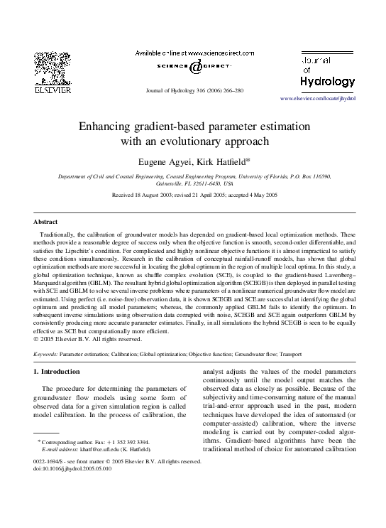 Pdf Enhancing Gradient Based Parameter Estimation With An Evolutionary Approach