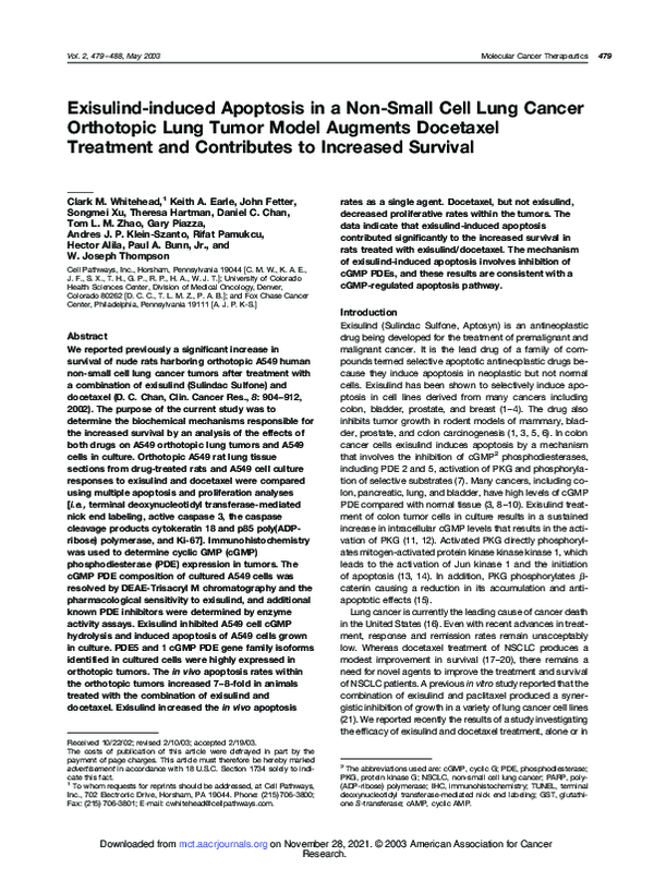 (PDF) Exisulind-induced apoptosis in a non-small cell lung cancer ...