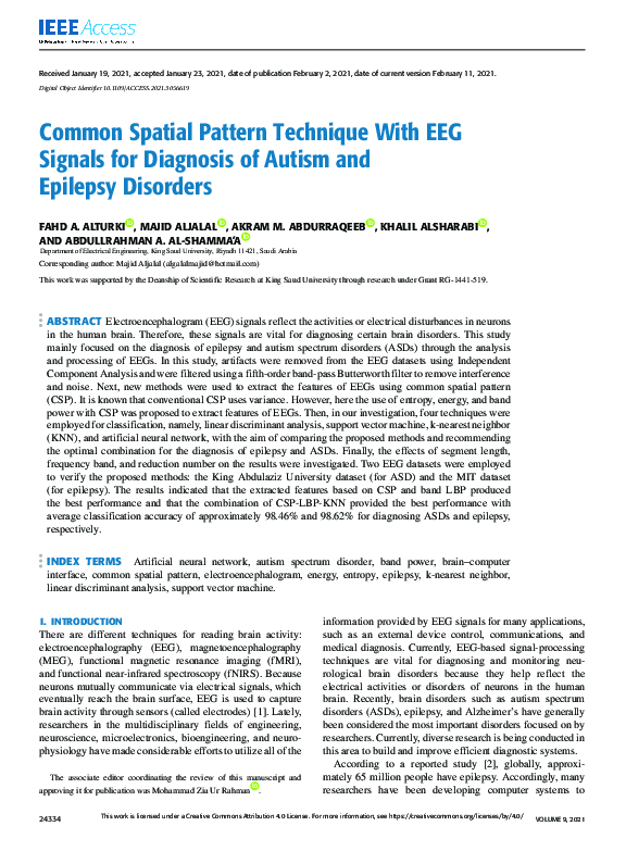 (PDF) Common Spatial Pattern Technique With EEG Signals for Diagnosis ...