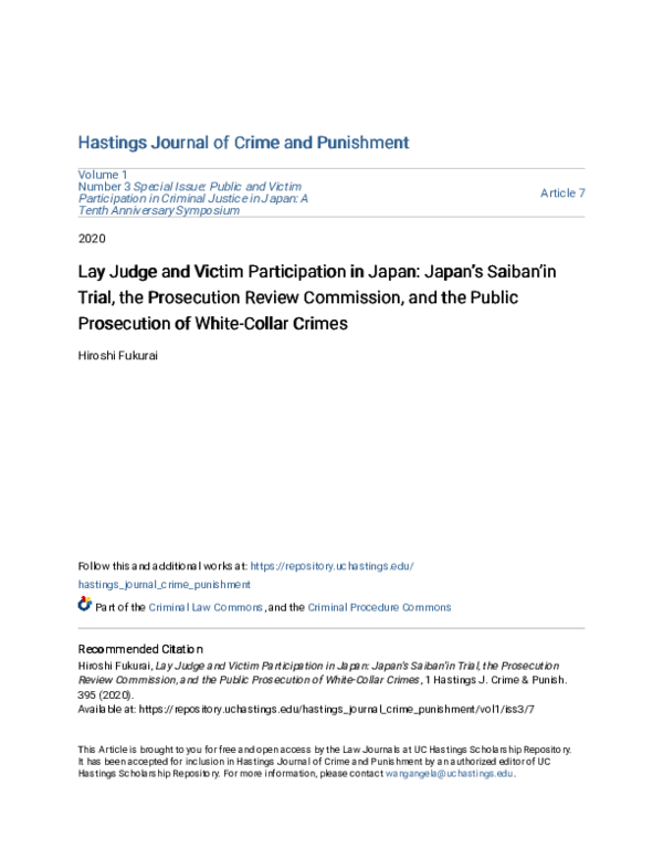 (PDF) Lay Judge and Victim Participation in Japan: Japan’s Saiban’in ...