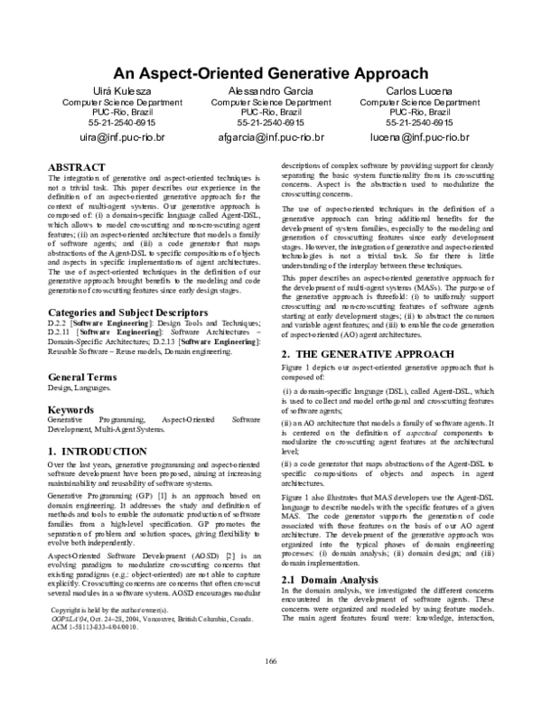(PDF) An aspect-oriented generative approach | Alessandro Garcia - Academia.edu