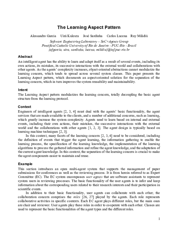 (PDF) The Mobility Aspect Pattern