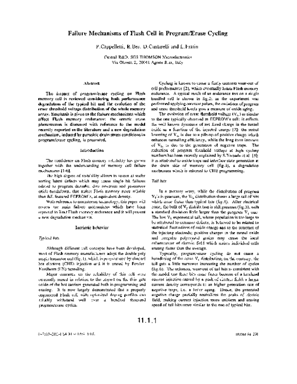 (PDF) Failure mechanisms of flash cell in program/erase cycling