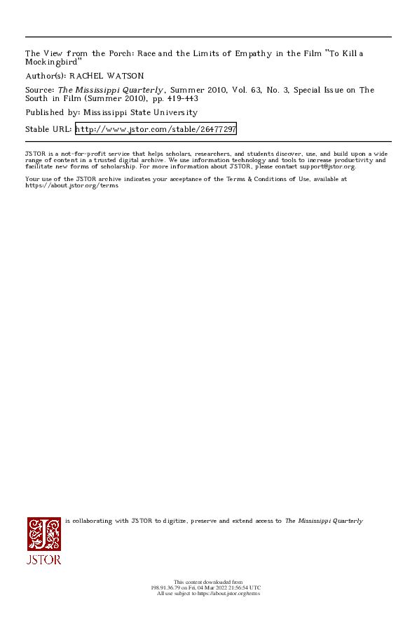 (PDF) The View From the Porch: Race and the Limits of Empathy in the ...