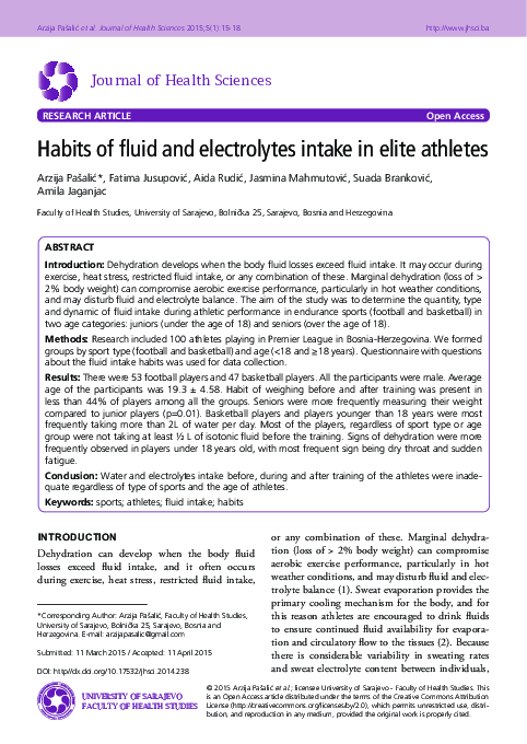 (PDF) Habits of fluid and electrolytes intake in elite athletes