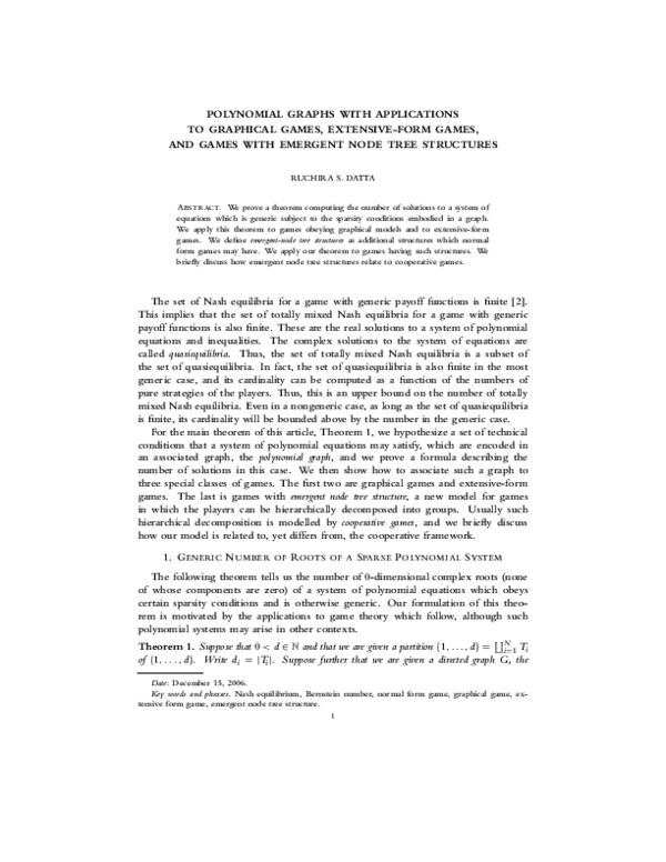 (PDF) Polynomial Graphs with Applications to Graphical Games, Extensive ...