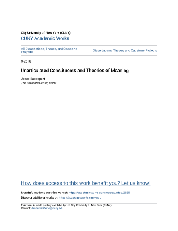 (PDF) Unarticulated Constituents and Theories of Meaning