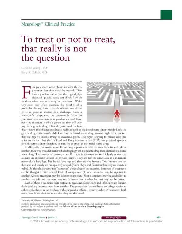 (PDF) To treat or not to treat, that really is not the question