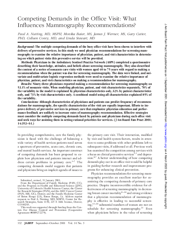 (PDF) Competing demands in the office visit: what influences ...