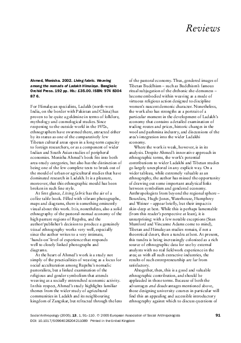 (PDF) Ahmed, Monisha. 2002. Living fabric. Weaving among the nomads of ...