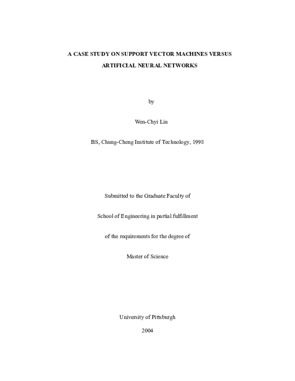 (PDF) A Case Study on Support Vector Machines Versus Artificial Neural Networks
