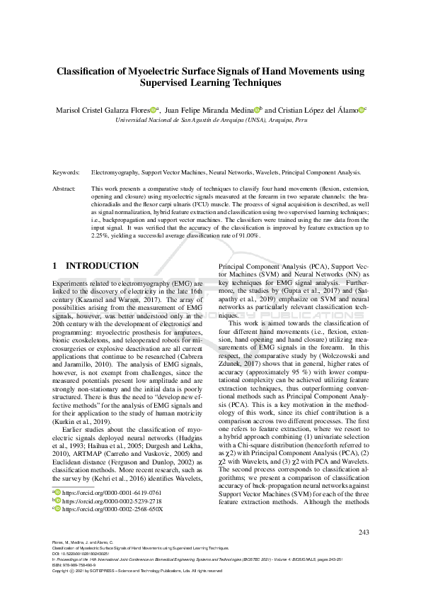 (PDF) Classification of Myoelectric Surface Signals of Hand Movements using Supervised Learning ...