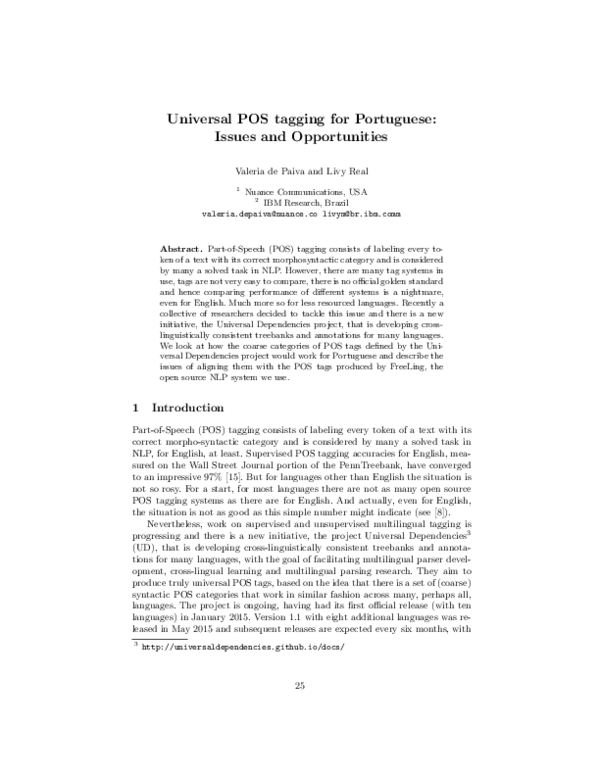 (PDF) Universal POS tagging for Portuguese : Issues and Opportunities