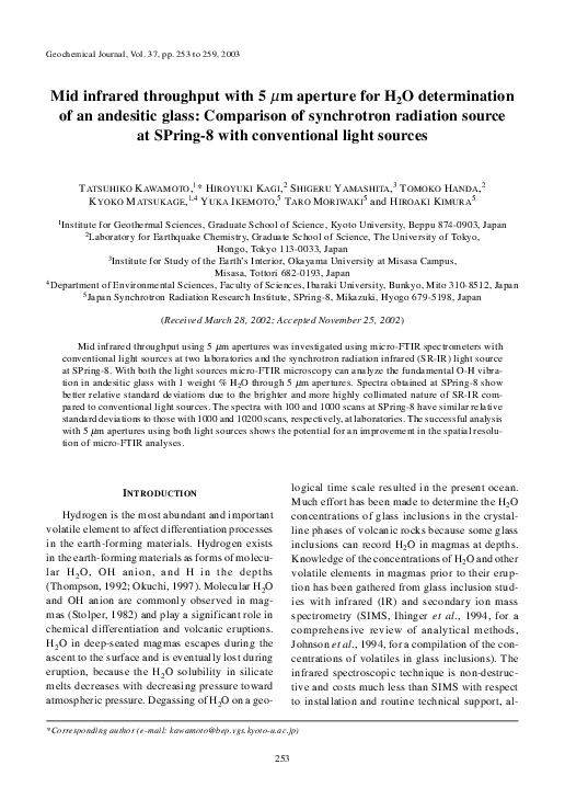 (PDF) Mid infrared throughput with 5 micrometer aperture for H2O determination of an andesitic ...