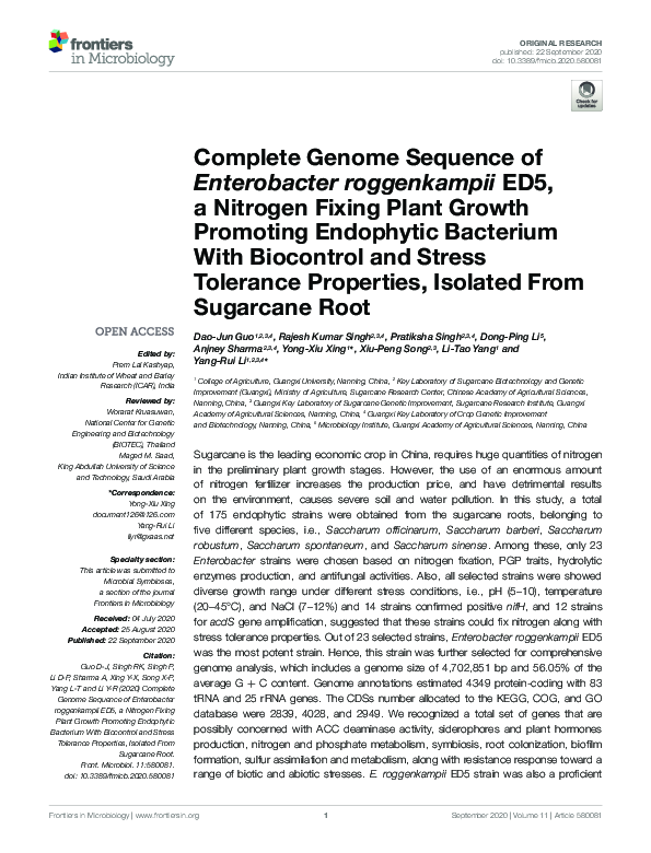 (PDF) Complete Genome Sequence of Enterobacter roggenkampii ED5, a Nitrogen Fixing Plant Growth ...