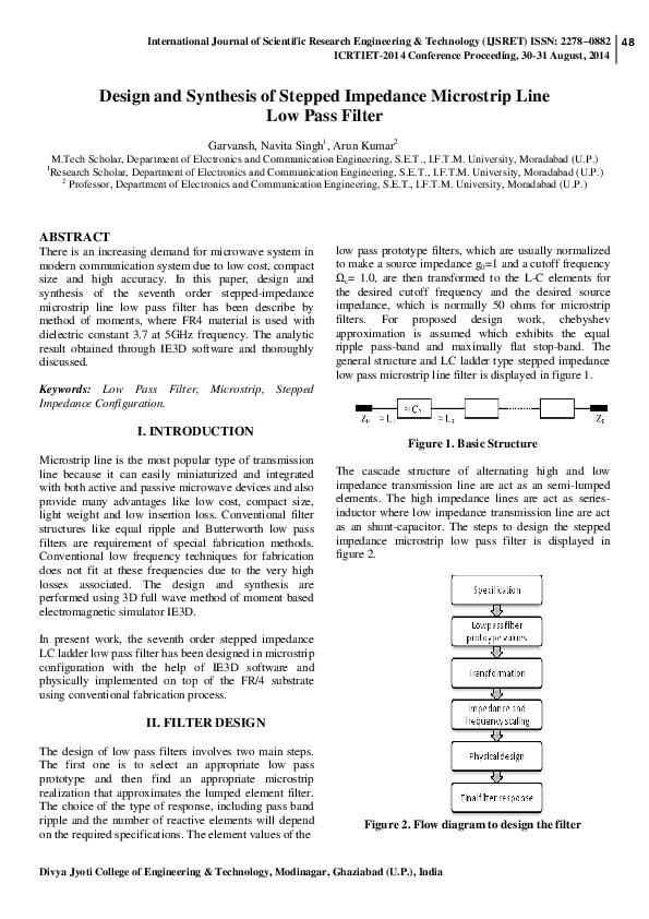 (PDF) Design and Synthesis of Stepped Impedance Microstrip Line Low ...