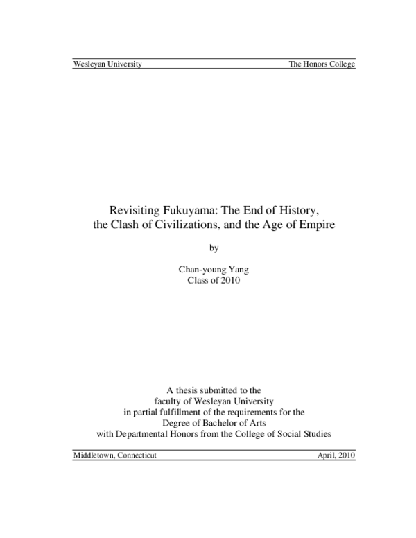 (PDF) Revisiting Fukuyama: The End of History, the Clash of ...
