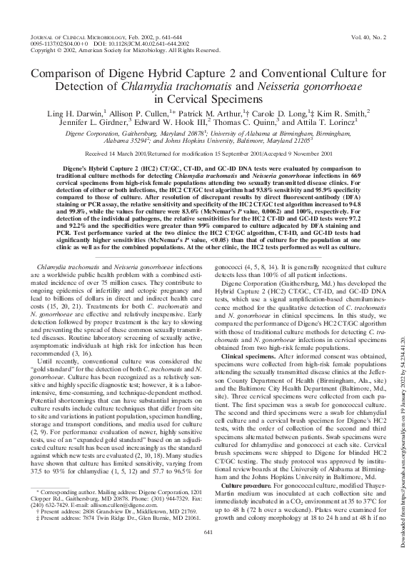 (PDF) Comparison of Digene Hybrid Capture 2 and Conventional Culture ...