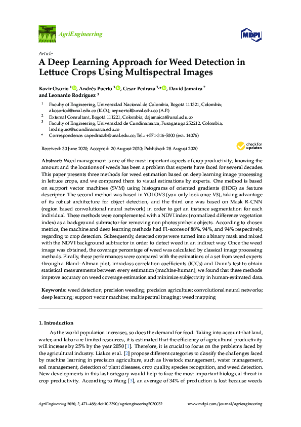 Pdf A Deep Learning Approach For Weed Detection In Lettuce Crops