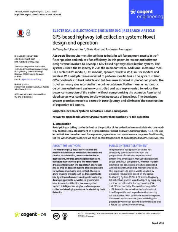 (PDF) GPS-based highway toll collection system: Novel design and operation