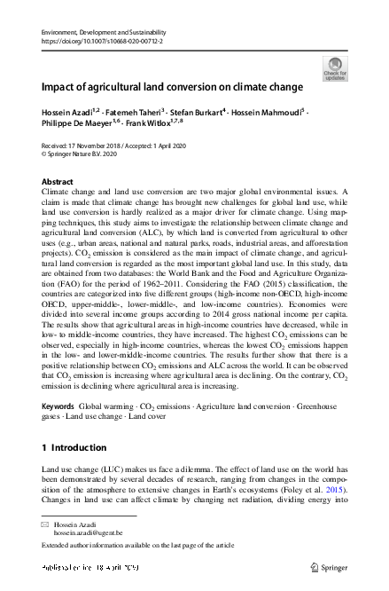 (PDF) Impact of agricultural land conversion on climate change