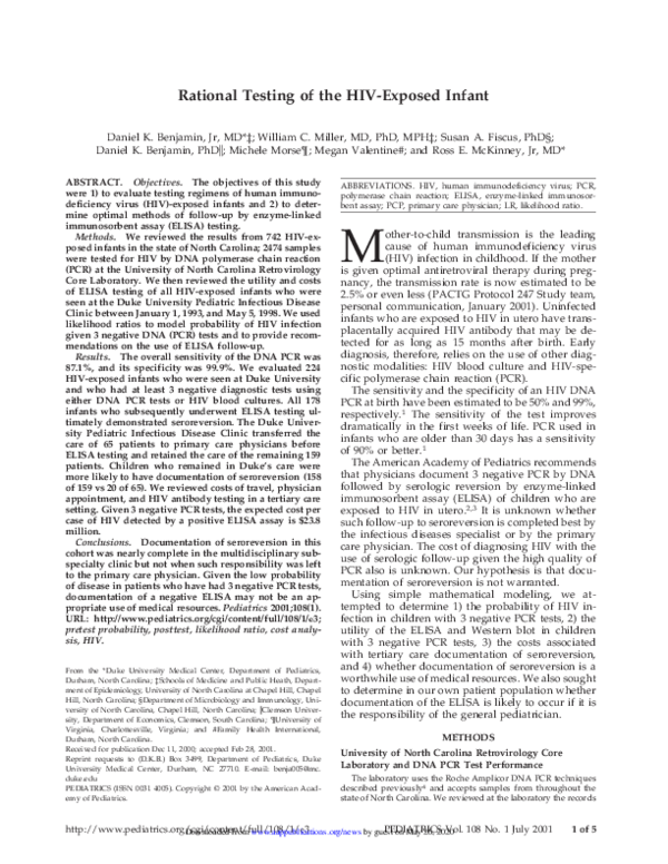 (PDF) Rational Testing of the HIV-Exposed Infant