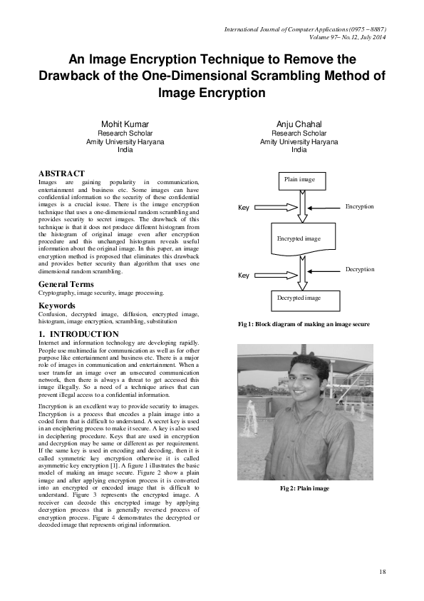 (PDF) An Image Encryption Technique to Remove the Drawback of the One ...