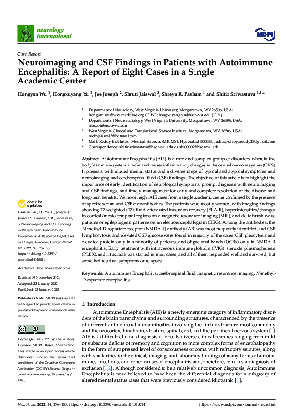 (PDF) Neuroimaging and CSF Findings in Patients with Autoimmune ...