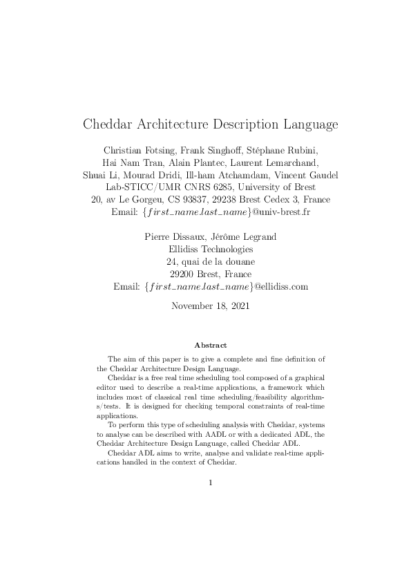 Pdf Cheddar Architecture Description Language