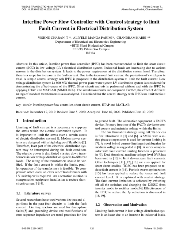 (PDF) Interline Power Flow Controller with Control strategy to limit ...