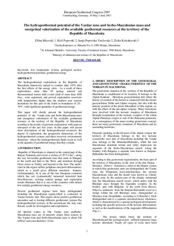 (PDF) The hydrogeothermal potential of the Vardar zone and Serbo ...