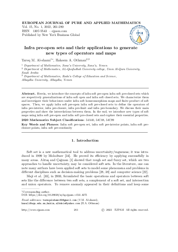 (PDF) Infra Pre-open Sets and Their Applications to Generate New Types ...