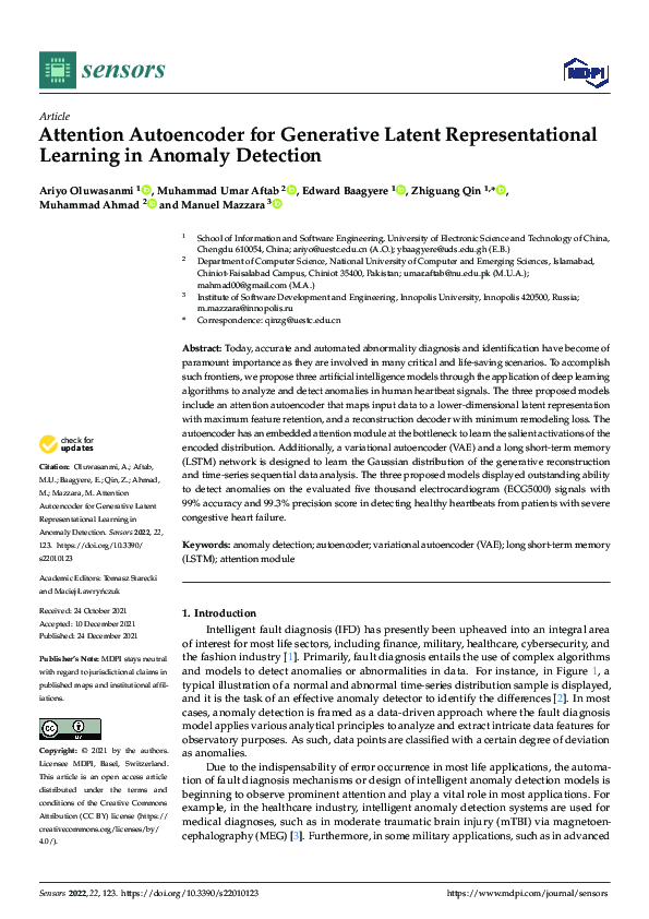 Pdf Attention Autoencoder For Generative Latent Representational Learning In Anomaly Detection