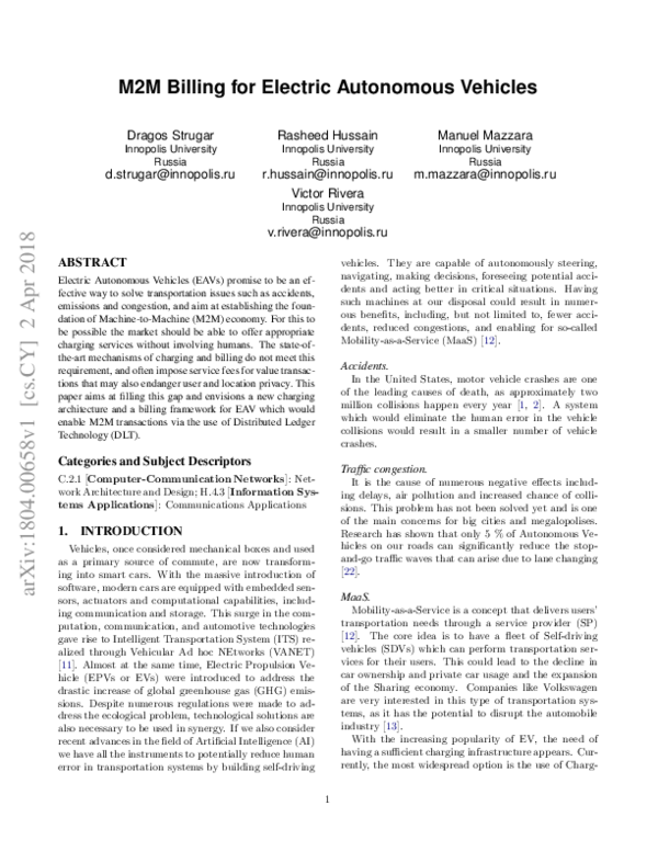 Pdf An Architecture For Distributed Ledger Based M2m Auditing For Electric Autonomous Vehicles