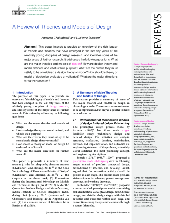 (PDF) A Review of Theories and Models of Design