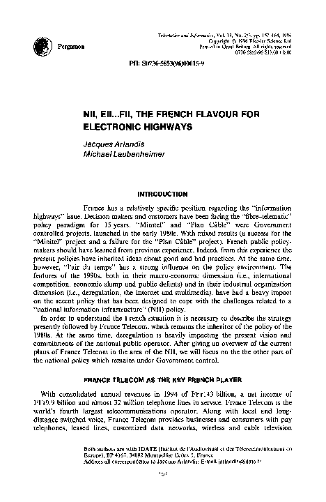 (PDF) NII, EII…FII, the French flavour for electronic highways
