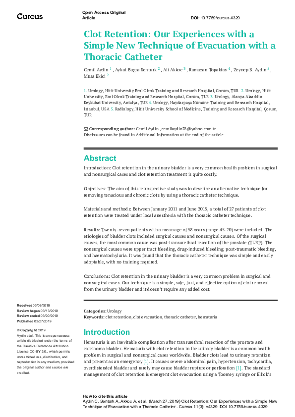 (PDF) Clot Retention: Our Experiences with a Simple New Technique of ...