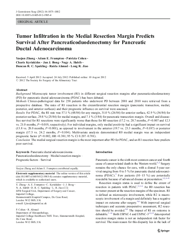 (PDF) Tumor Infiltration in the Medial Resection Margin Predicts ...
