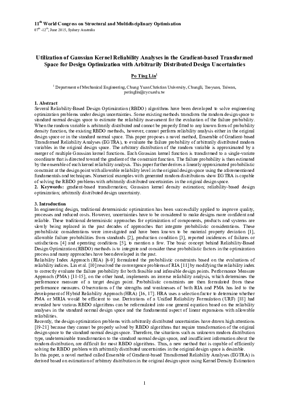 (PDF) Utilization of Gaussian Kernel Reliability Analyses in the Gradient-based Transformed ...