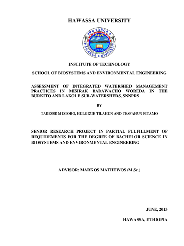 (PDF) HAWASSA UNIVERSITY INSTITUTE OF TECHNOLOGY SCHOOL OF BIOSYSTEMS ...