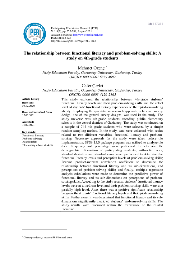 (PDF) The relationship between functional literacy and problem-solving ...