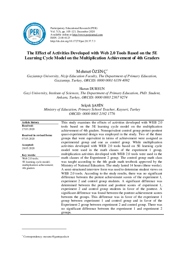 (PDF) The Effect of Activities Developed with Web 2.0 Tools Based on ...