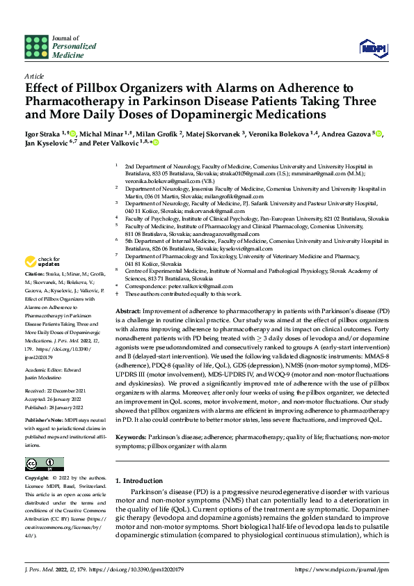 (PDF) Pillbox Alarms Enhance Medication Adherence in PD