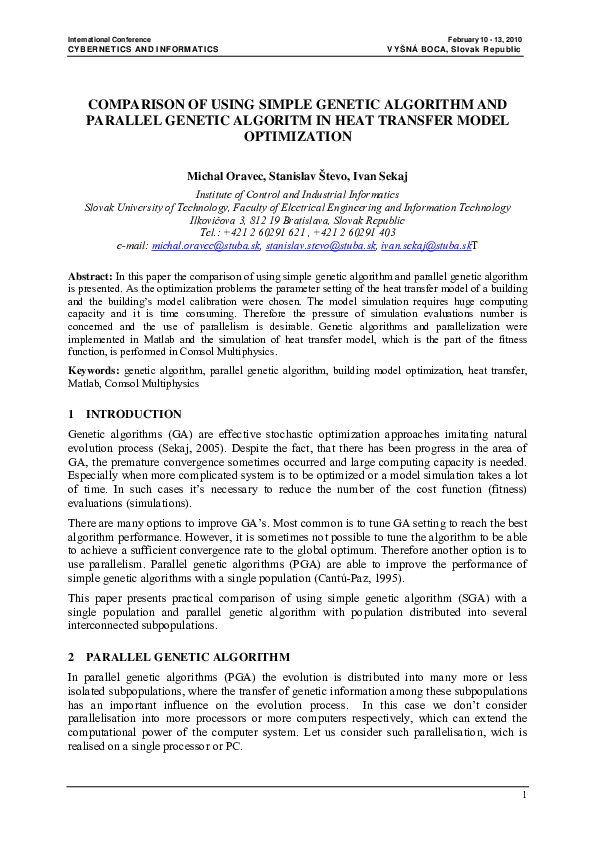 (PDF) Comparison of Using Simple Genetic Algorithm and Parallel Genetic ...