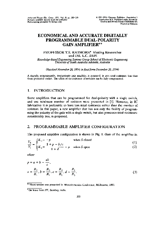 (PDF) Digitally Programmable Dual-Polarity Amplifier