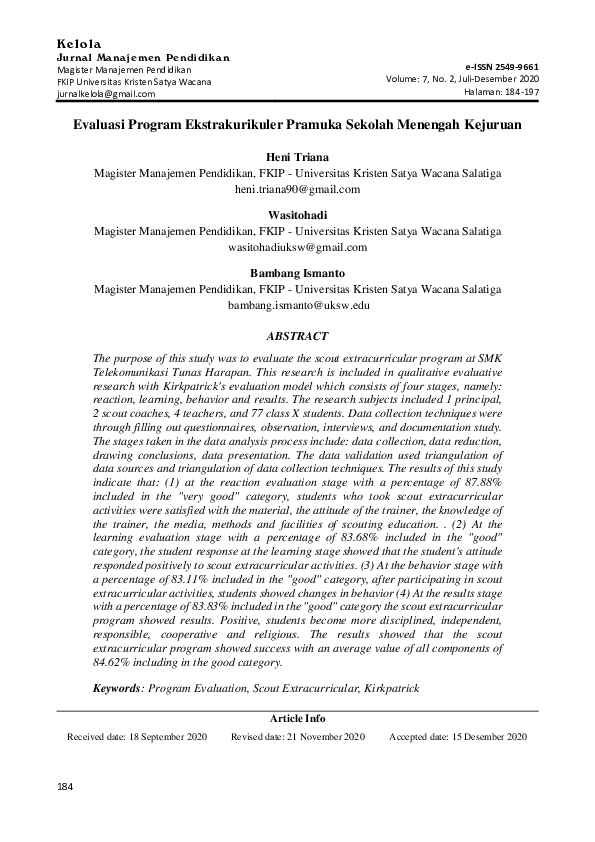 (PDF) Evaluasi Program Ekstrakurikuler Pramuka Sekolah Menengah Kejuruan