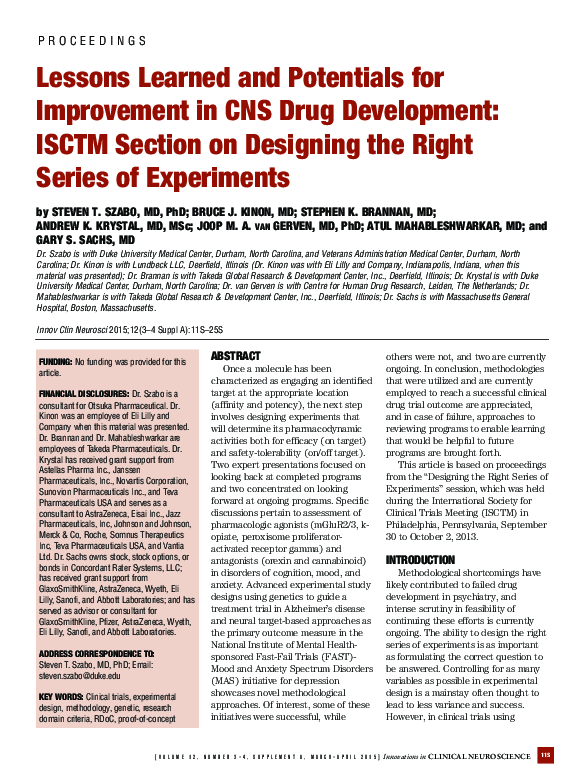 (PDF) Improving CNS Drug Development: Key Lessons and Future Approaches