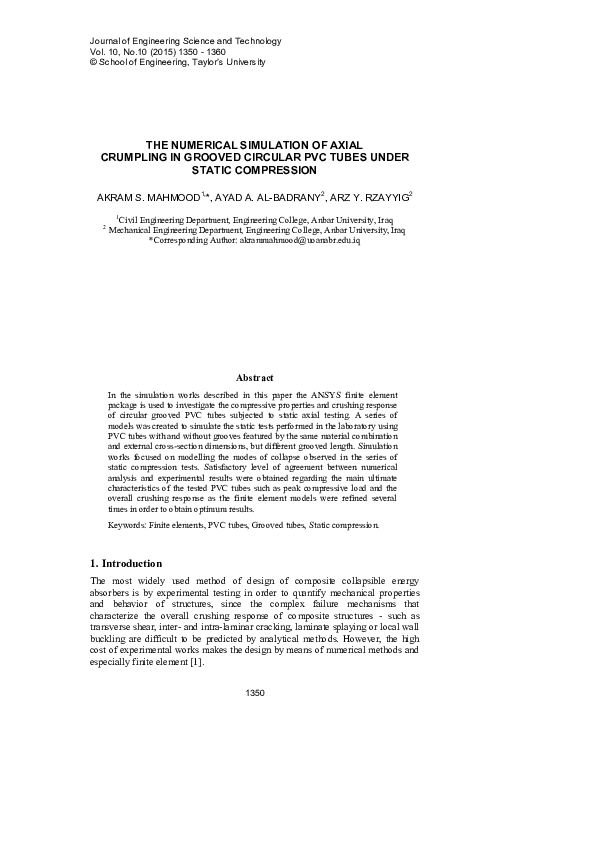 (PDF) The Numerical Simulation of Axial Crumpling in Grooved Circular ...
